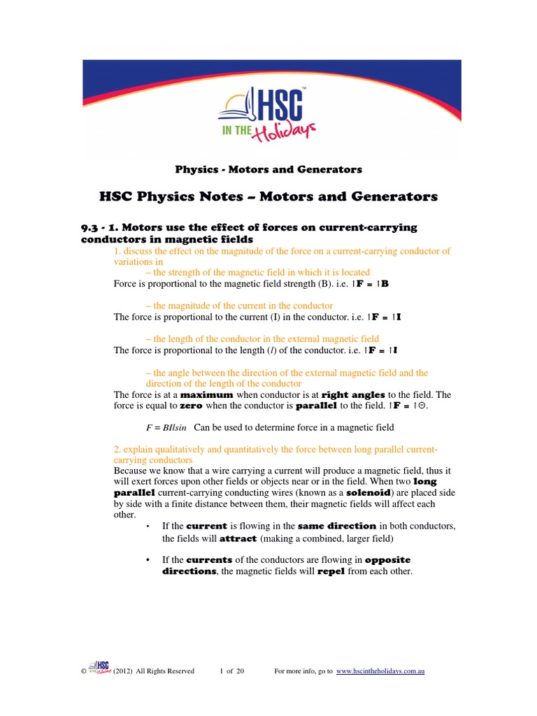 Physics Motors and Generators PDF | PDF | Transformer | Electromagnetic ...