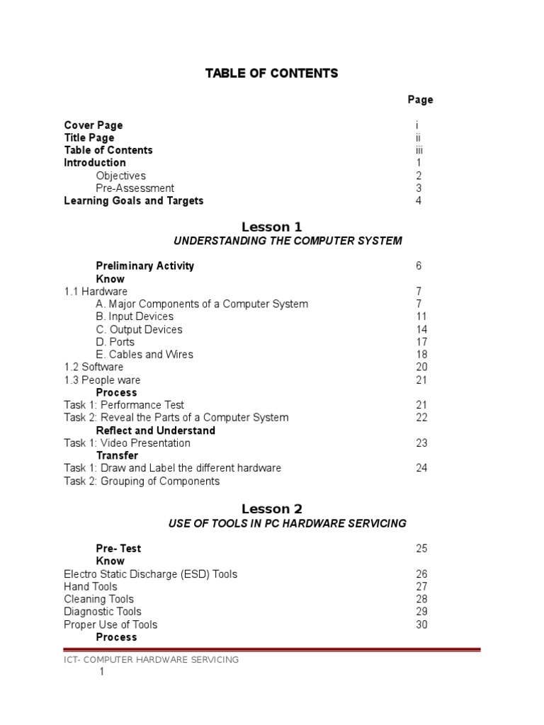 g8 Computer Hardware Servicing LM | PDF | Computer Data Storage ...