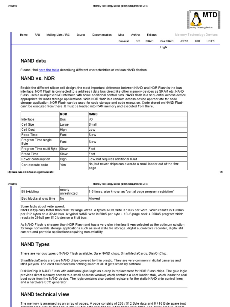 Memory Technology Device (MTD) Subsystem For Linux | PDF | Flash Memory ...