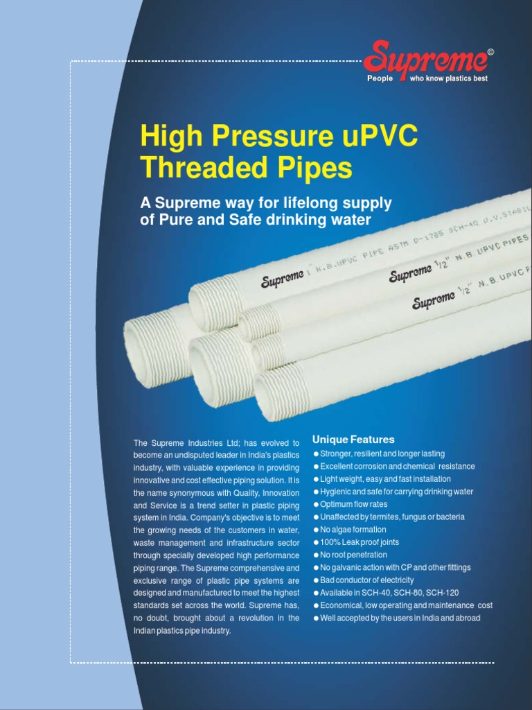 2 ASTM High Pressure UPVC Threaded Pipes | PDF | Pipe (Fluid Conveyance ...