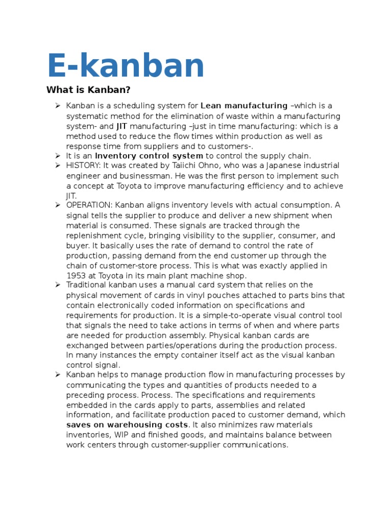 E KANBAN System Explained | PDF | Supply Chain Management | Systems Theory