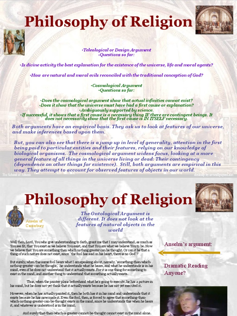 Philosophy of Religion: Does Not Necessarily Show That The First Cause ...