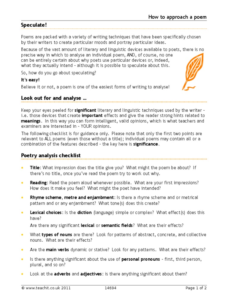 How To Approach A Poem | PDF | Clause | Poetry