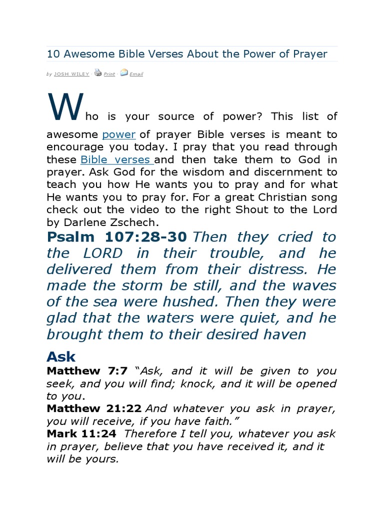 10 Awesome Bible Verses About The Power of Prayer | PDF | Prayer | Sin