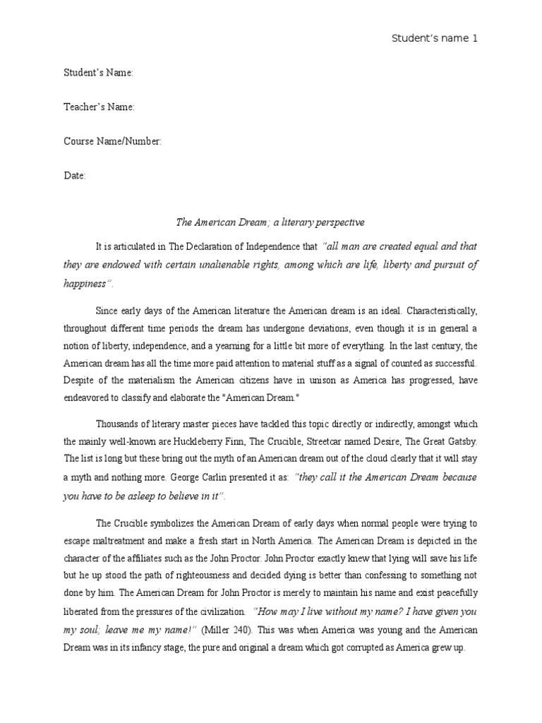 American Dream Literature | PDF | American Dream | The United States