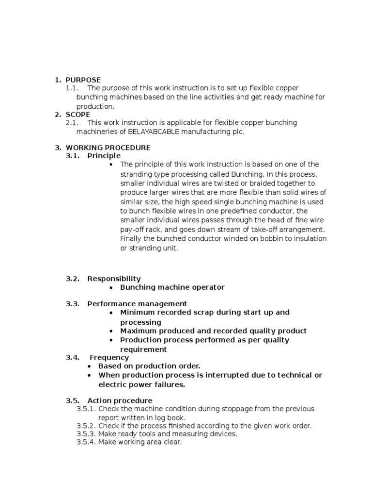 Bunching Machine Working Instruction | PDF | Wire | Electricity