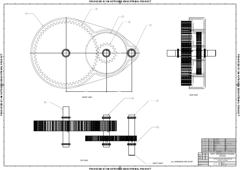 2-Stage Spur Gearbox Assembly Drawing | PDF | Technology & Engineering