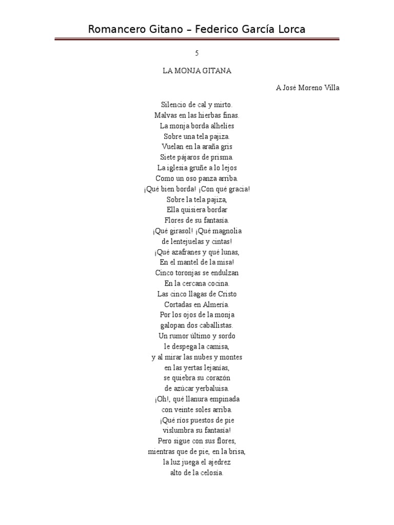 La Monja Gitana - Lorca | PDF