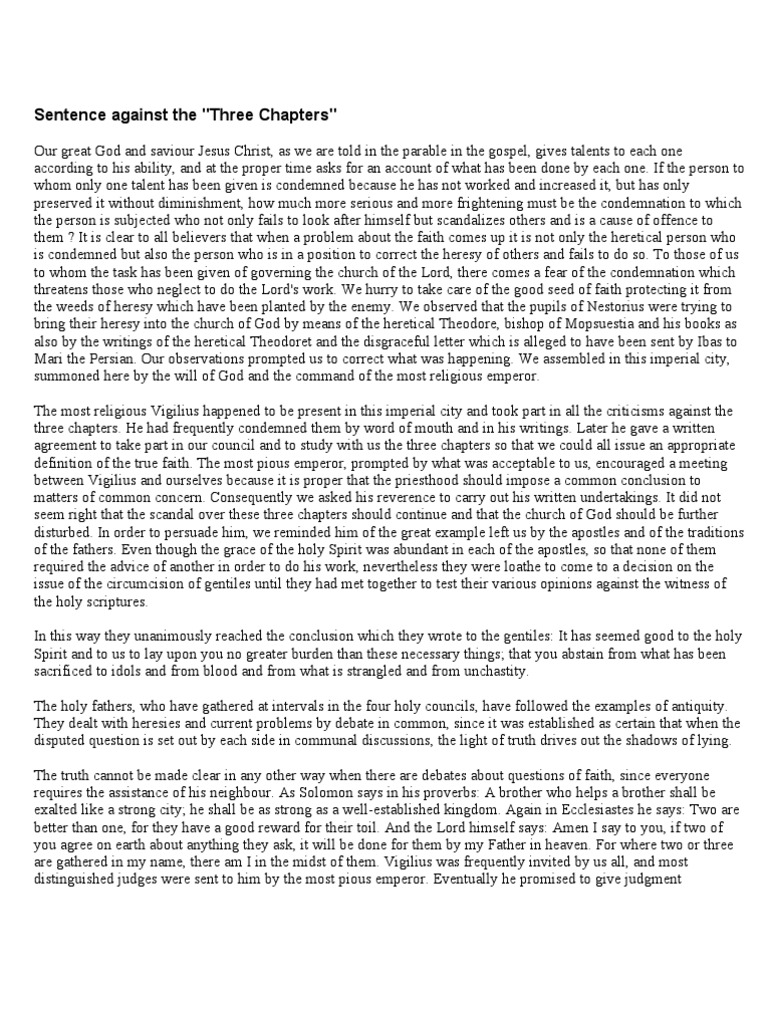 Sentence Against The | PDF | Council Of Chalcedon | Heresy