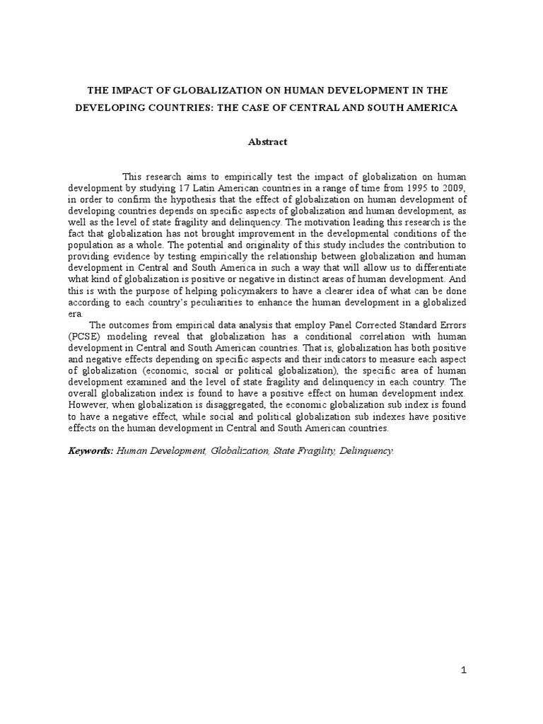 Globalization and Human Development, Artigo | PDF | Human Development ...