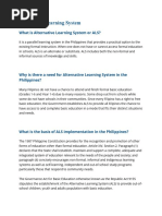 Impact of Alternative Learning System To Learners | PDF | Adult ...