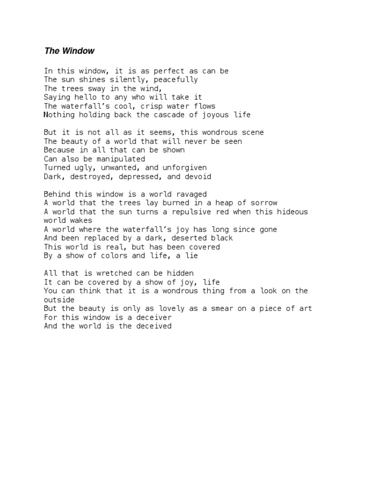 The Window | PDF | Art | Poetry