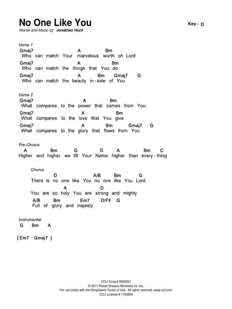 No One Like You Lyrics & Info | PDF