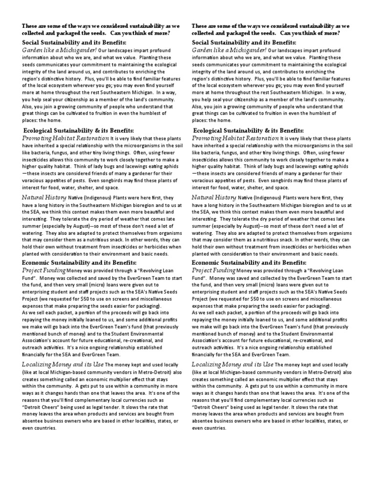 Seed Package Insert | Download Free PDF | Sustainability | Ecology