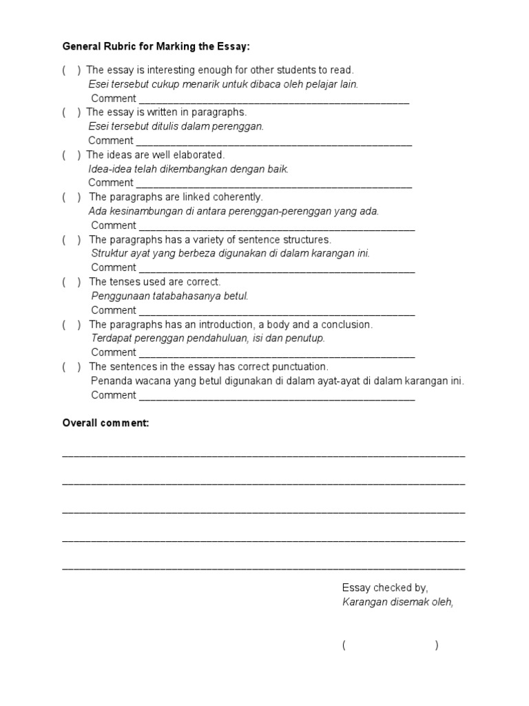 Essay Marking Rubric Guide | PDF | Computers