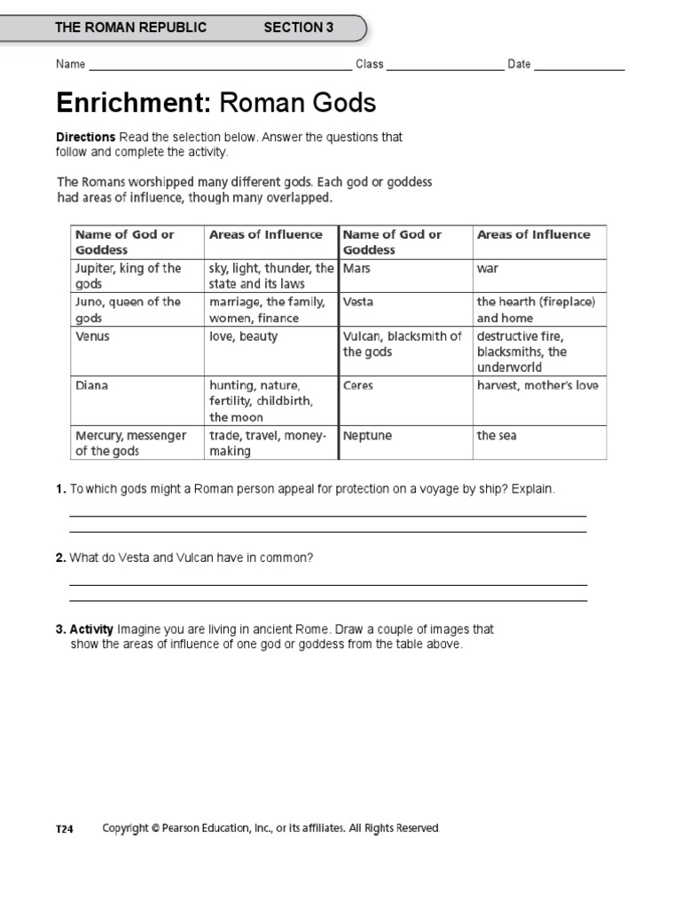 Roman Gods Worksheet Enrichment Group Work | PDF | Mythology | Ancient ...