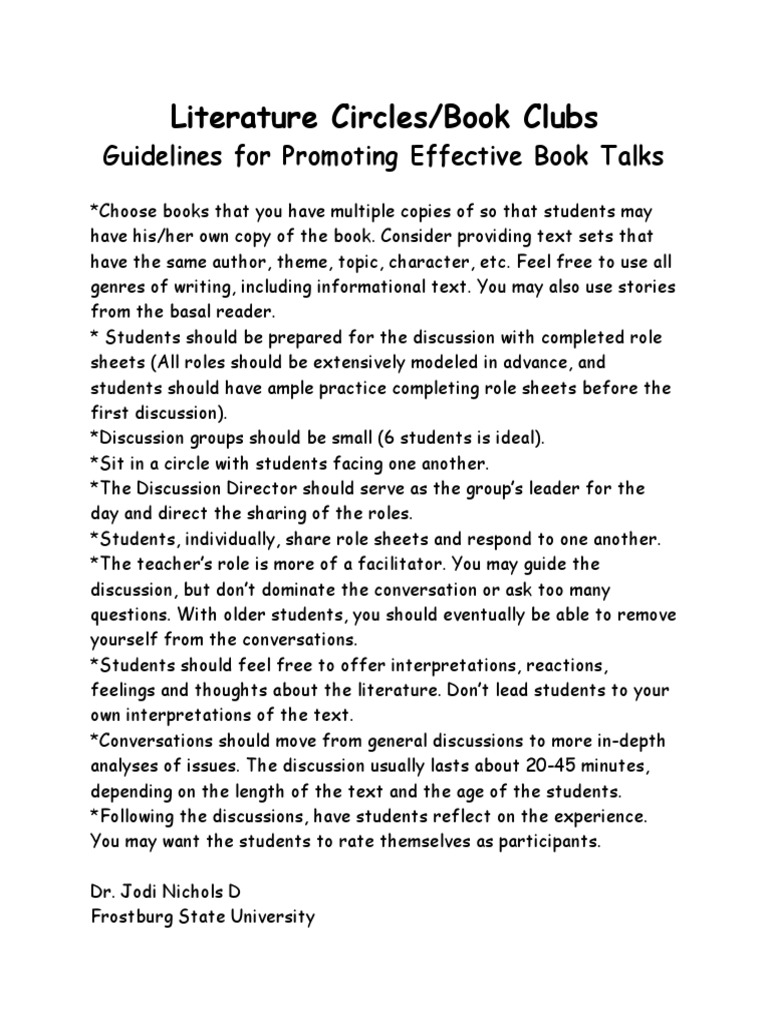 Effective Book Talk Guidelines | PDF | Conversation | Psychological ...