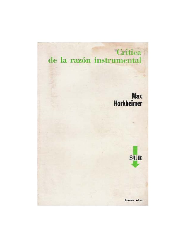 Crítica de La Razón Instrumental | PDF