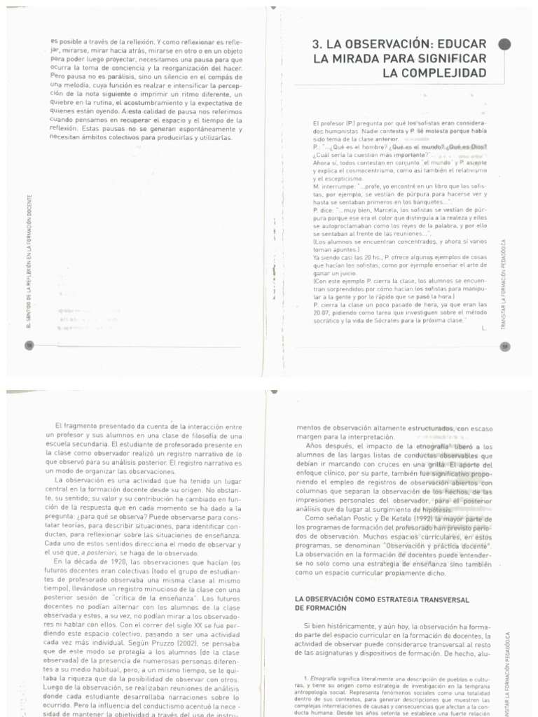 Cap.3 LA OBSERVACIÓN. Educar La Mirada para Significar La Complejidad | PDF