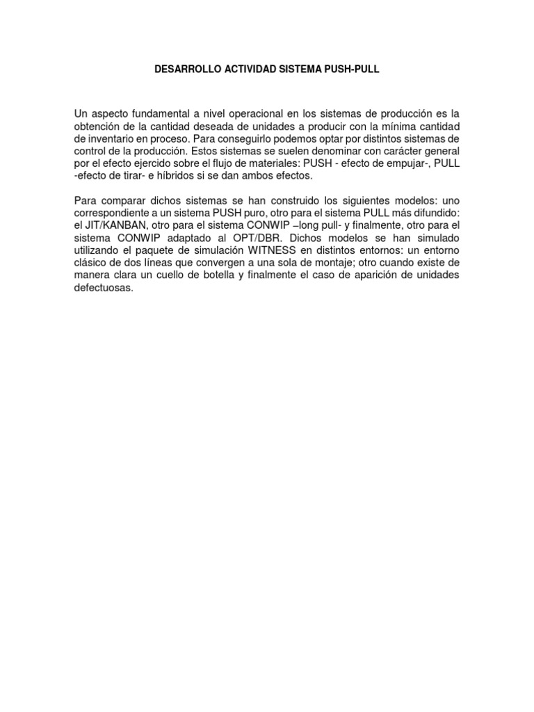Sistemas Push y Pull | PDF | Producción y fabricación | Economias