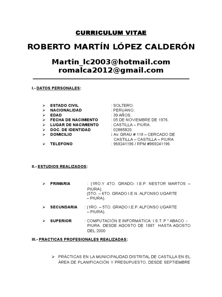 Curriculum Roberto | PDF