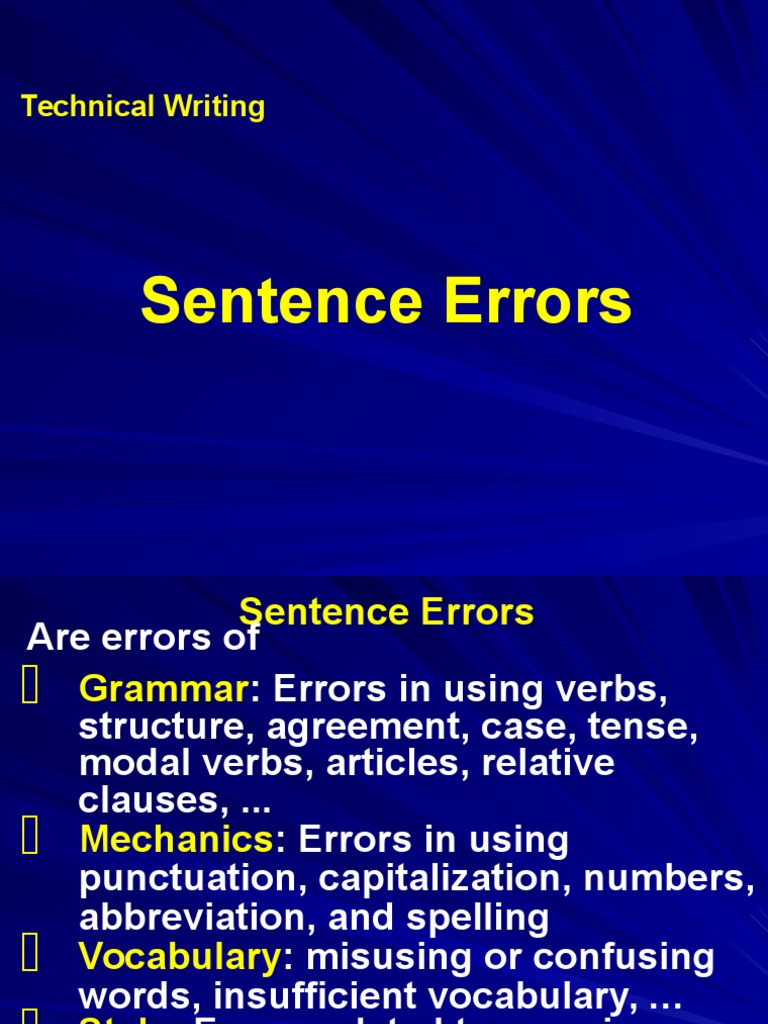2 Sentence Errors | Sentence (Linguistics) | Clause | Free 30-day Trial ...