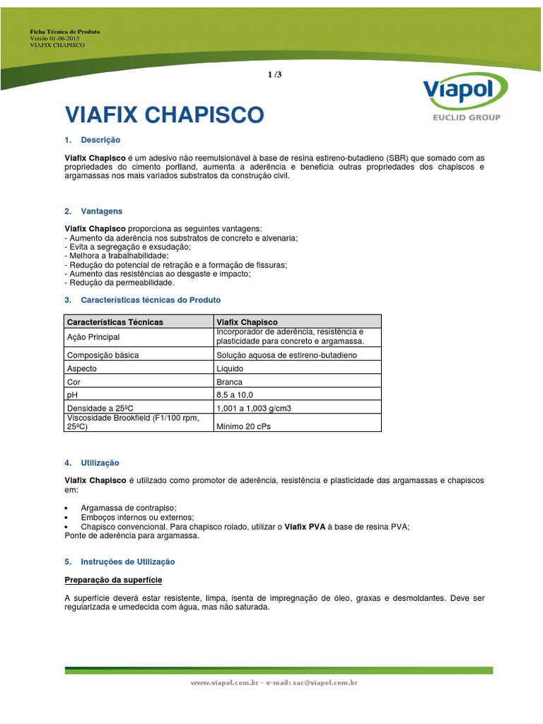 Viafix Chapisco | PDF | Argamassa (alvenaria) | Embalagem e rotulagem