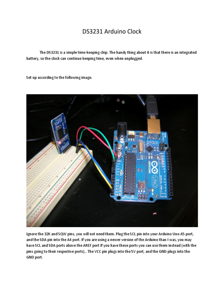 DS3231 Arduino Clock Instructions | PDF | Arduino | Areas Of Computer Science