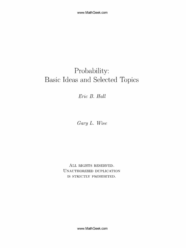 Probability - Basic Ideas and Selected Topics | PDF | Lebesgue ...