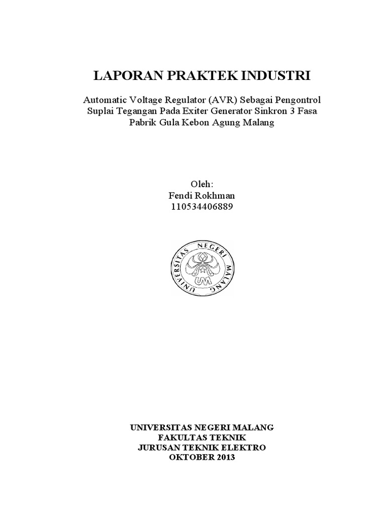 Automatic Voltage Regulator (AVR) Sebagai Pengontrol Suplai Tegangan ...