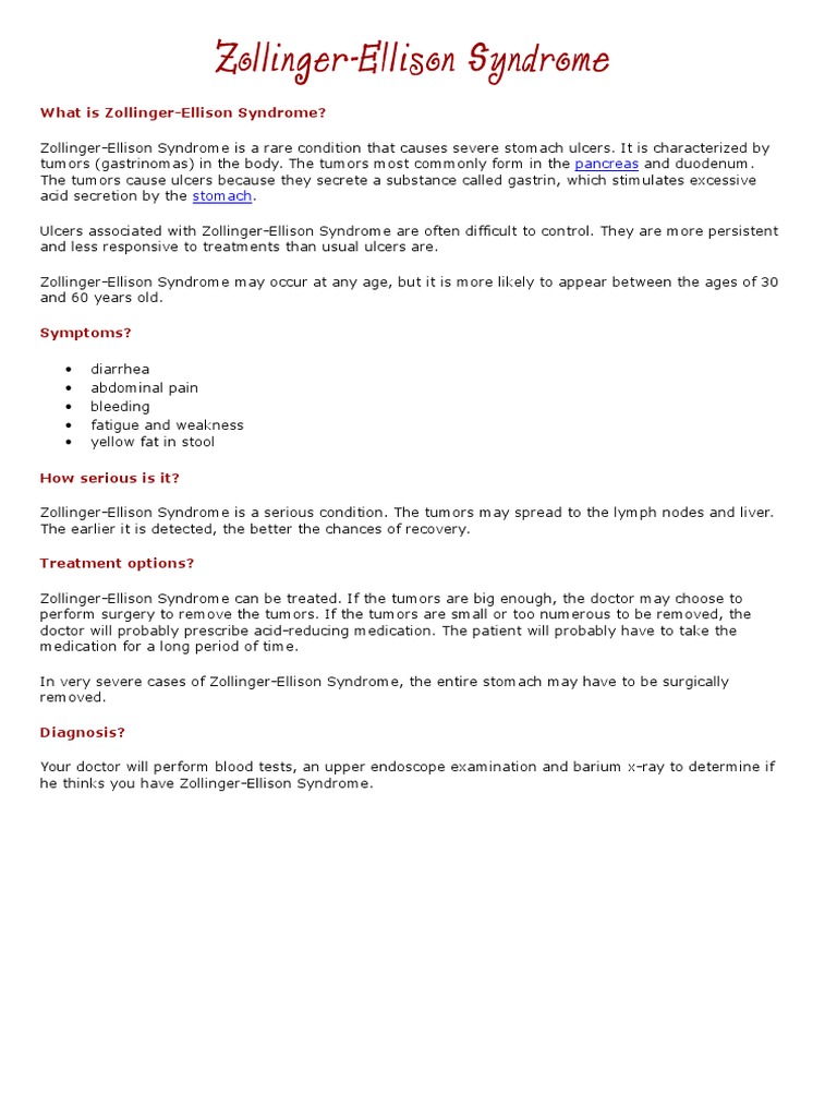 Understanding Zollinger-Ellison Syndrome | PDF