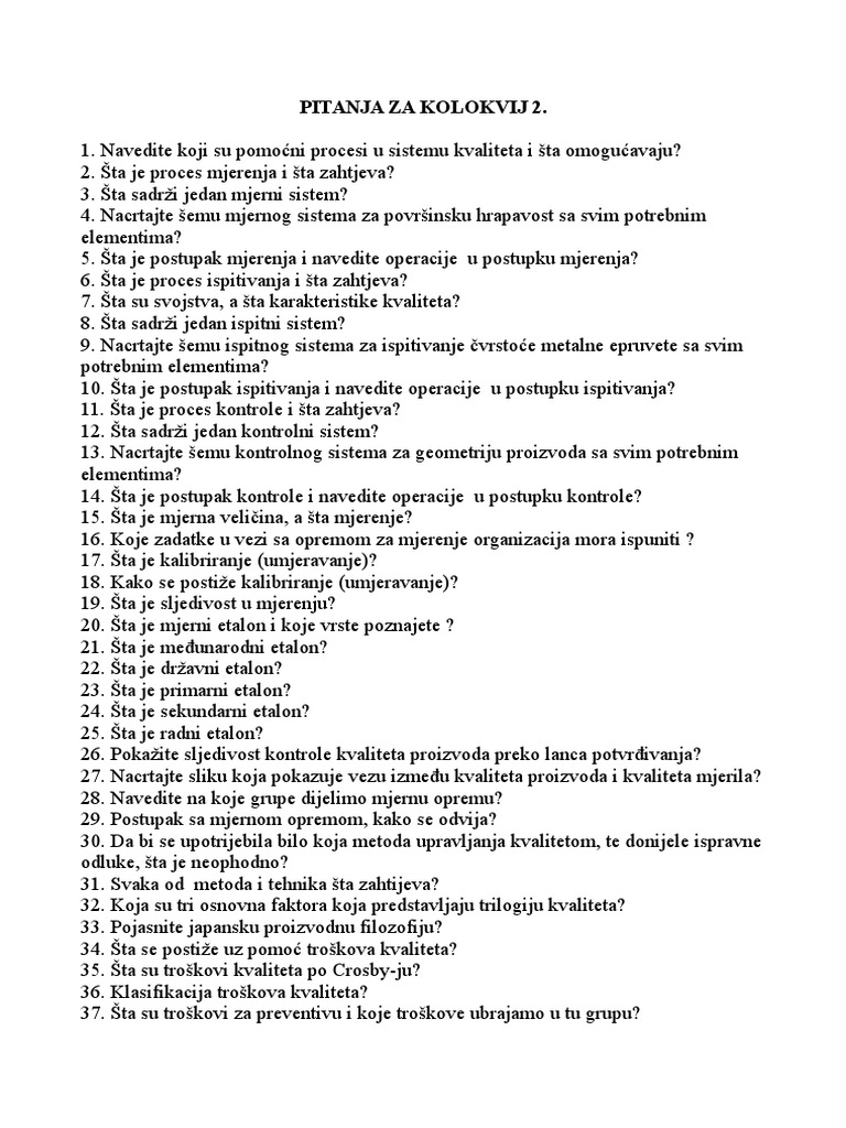 Pitanja Za Kolokvij 2 | PDF