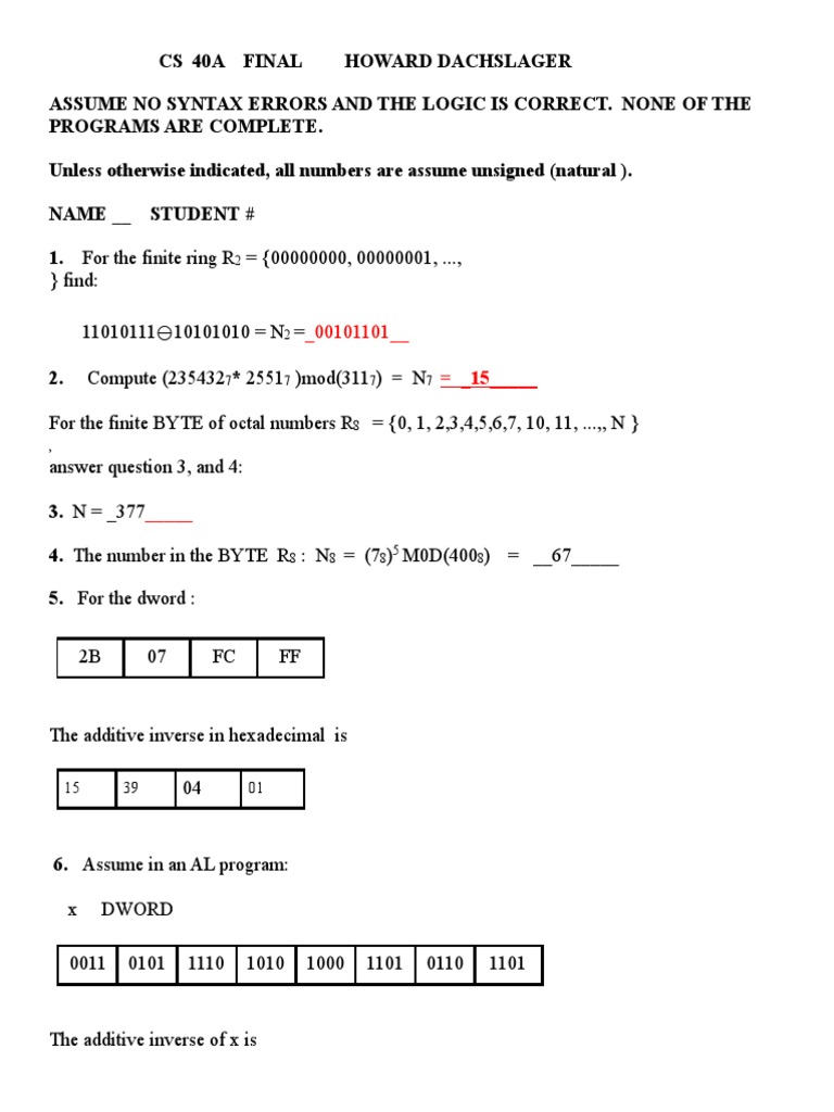 Guide For Assembly | PDF | Integer (Computer Science) | Theory Of ...