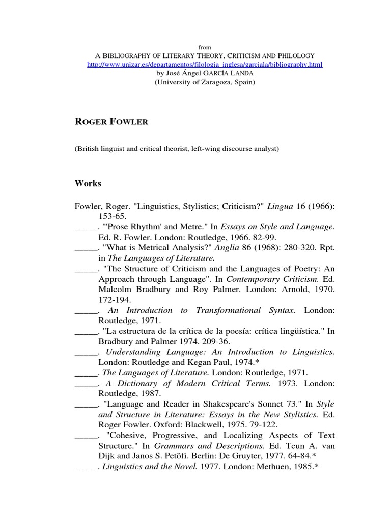 Roger Fowler | PDF | Linguistics | Cognition
