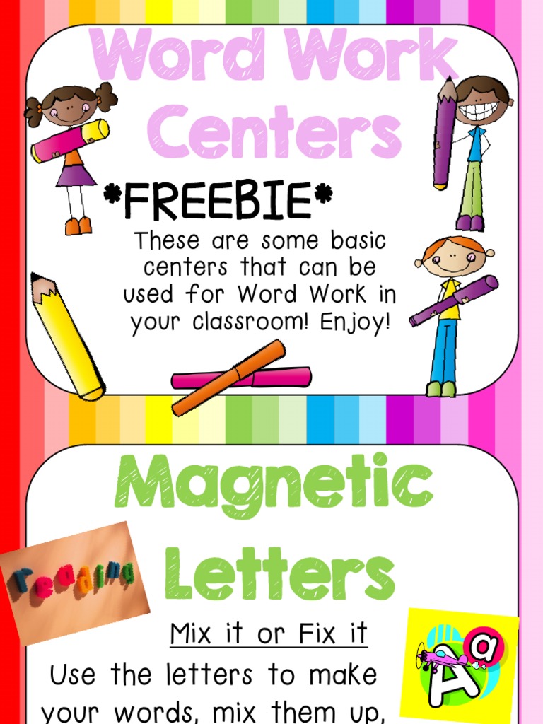 Word Work Centers: Freebie | PDF