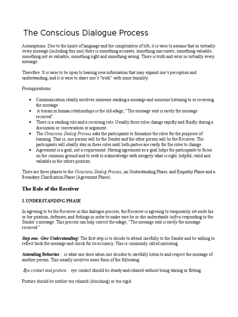 The Conscious Dialogue Process | PDF | Empathy | Dialogue