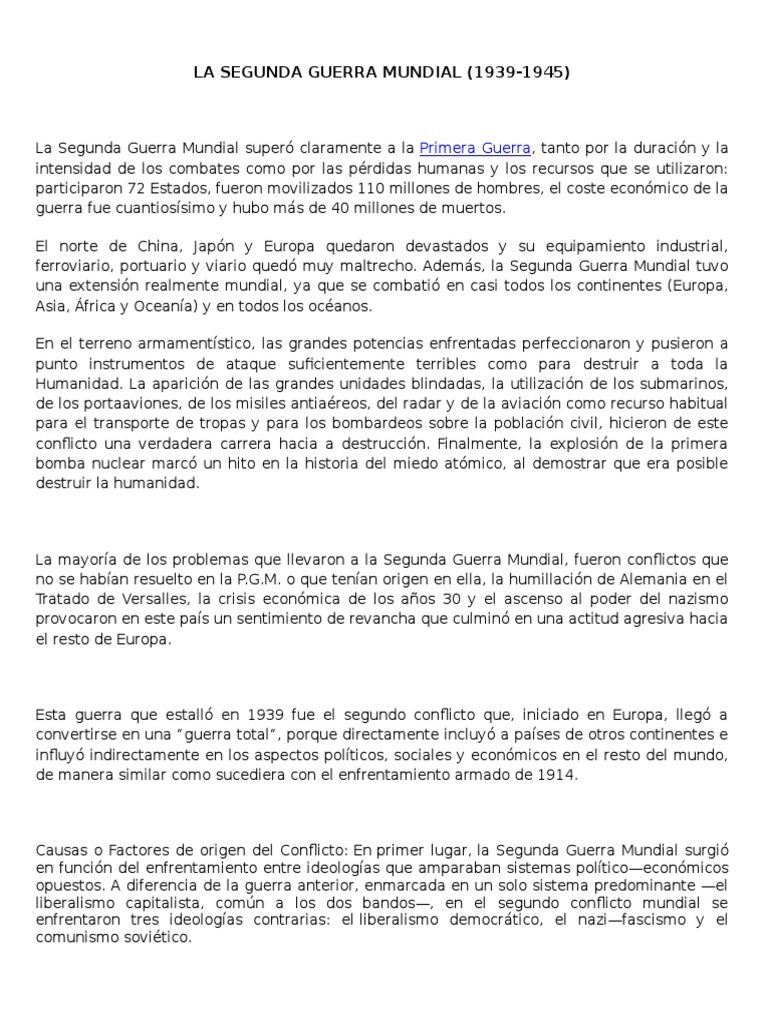 Lectura Segunda Guerra Mundial | PDF | Alemania nazi | Segunda Guerra ...
