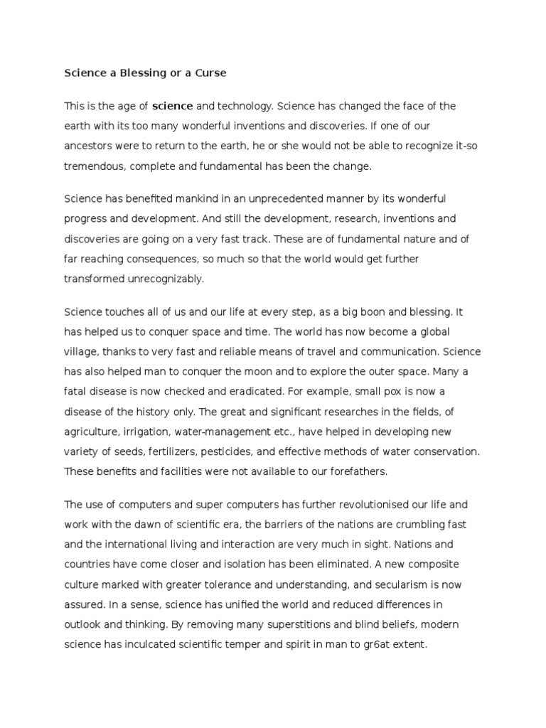 Science A Blessing or A Curse | PDF | Nuclear Weapons | Science