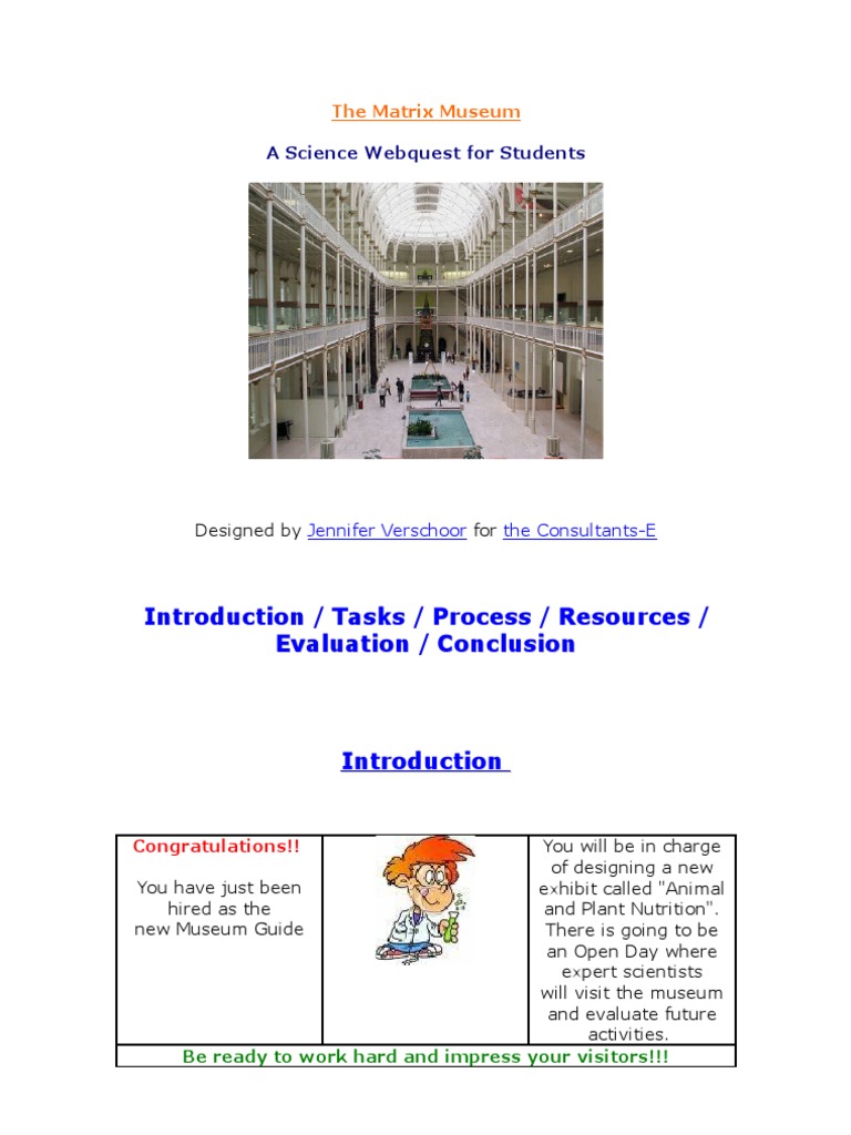 Nutrition Webquest | PDF | Museum | Plants