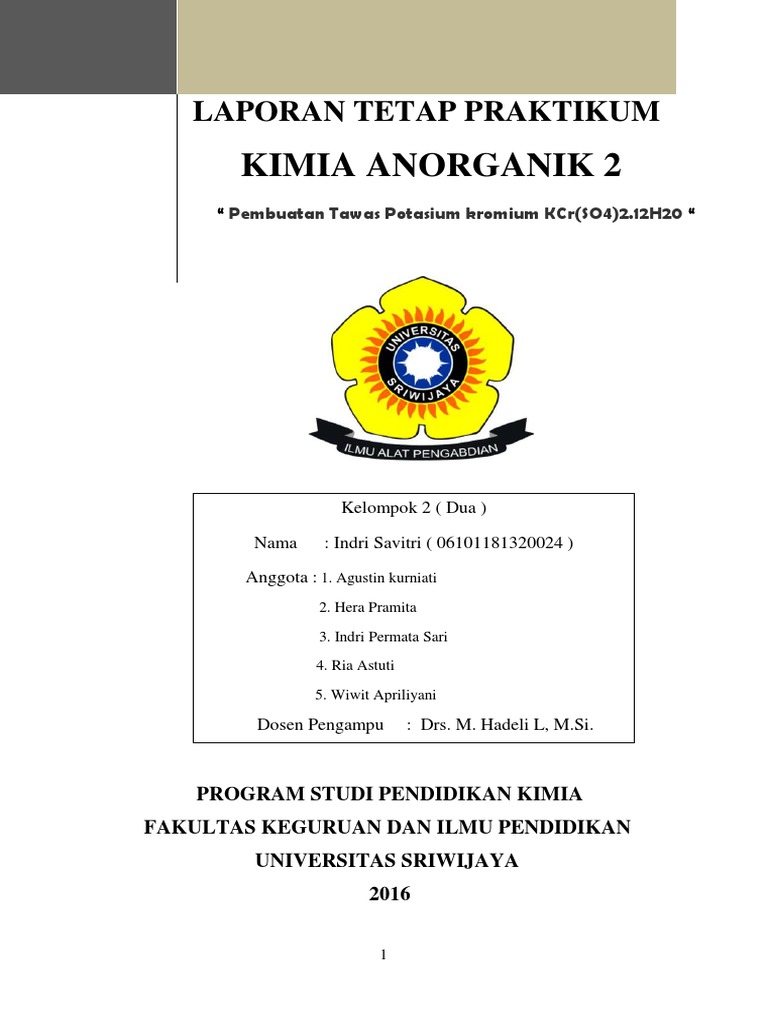 Laporan Kimia Anorganik Percobaan 8 | PDF | Griya & Taman | Teknologi & Rekayasa