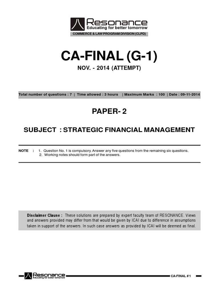 CA Final G2 SFM Paper 2 Solution | PDF | Mutual Funds | Factoring (Finance)