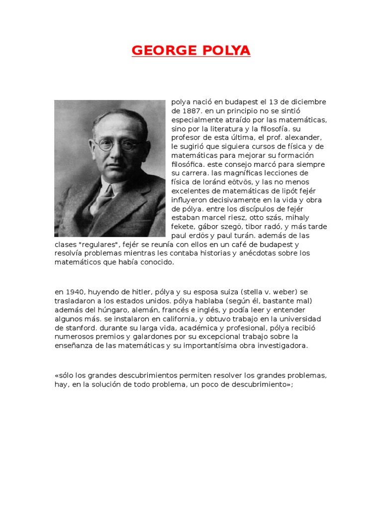 Vida y Método de George Pólya | PDF