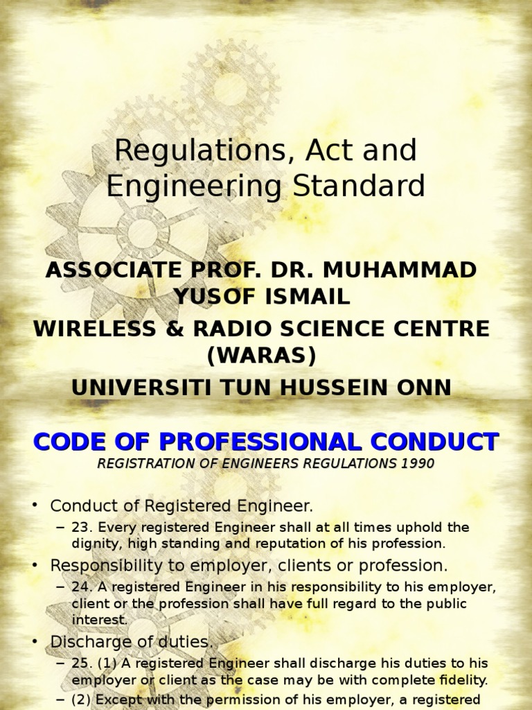 Regulations and Eng Standard SEPT 2015 | PDF | Engineer | Profession