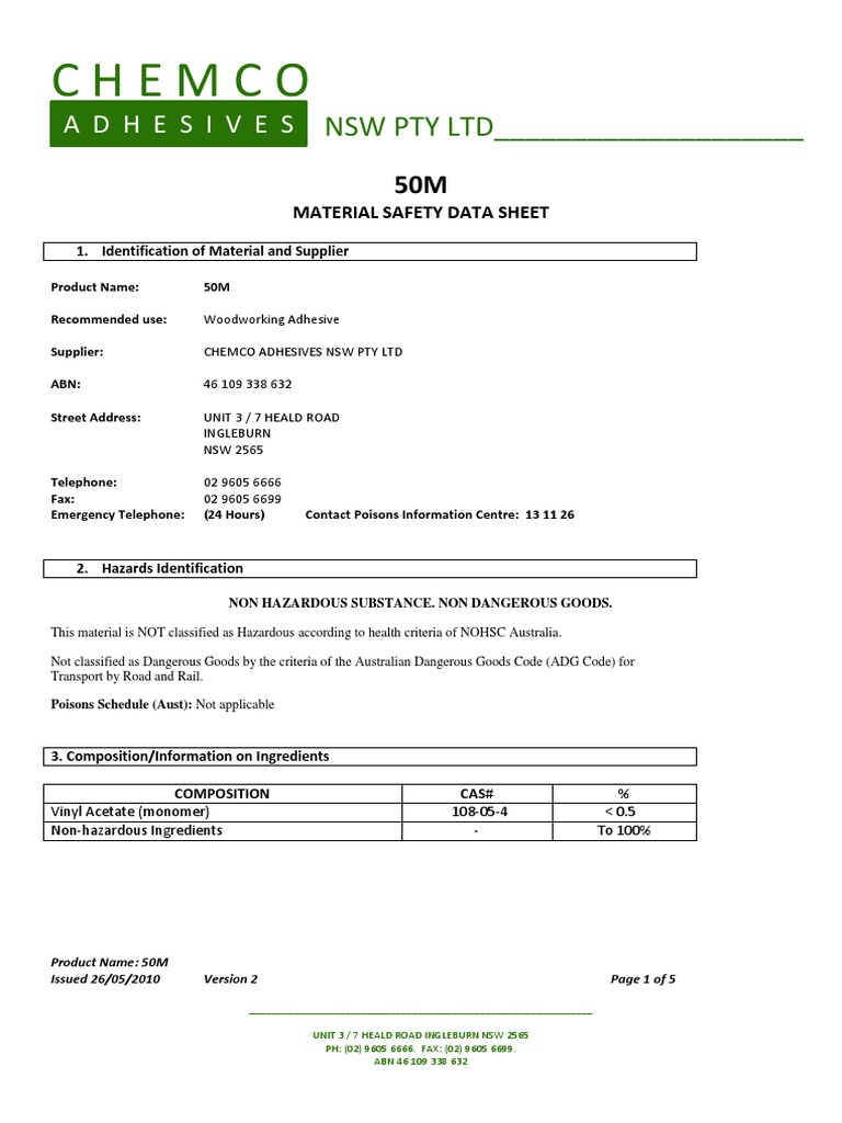 MSDS 50M '11 | PDF | Dangerous Goods | Firefighting