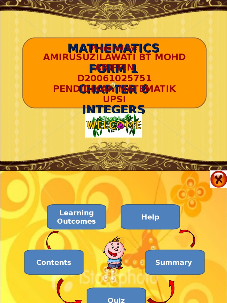Mathematics Form 1 Integers | PDF | Subtraction | Integer