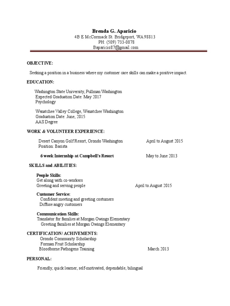 Brenda G Aparicio Resume Edited | PDF | Career & Growth | Wellness