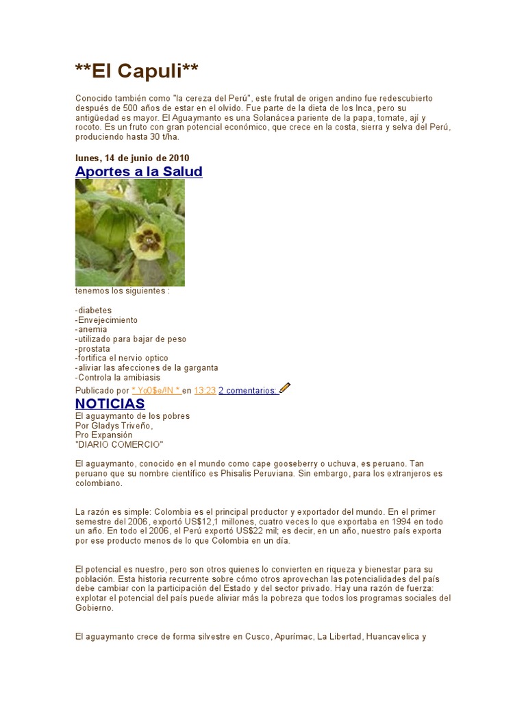 El Capuli | PDF | Perú | Colombia