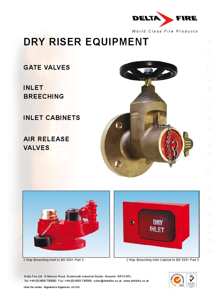 Dry Riser Equipment: Gate Valves Inlet Breeching Inlet Cabinets Air ...