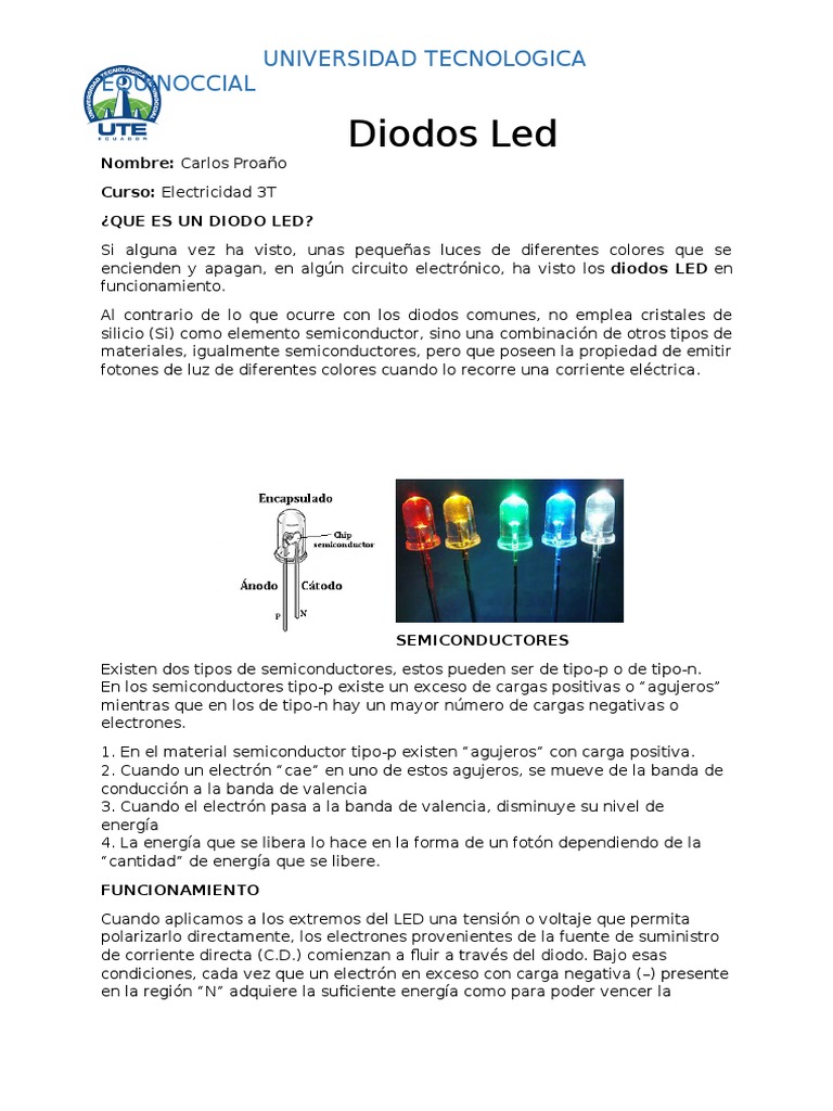 Diodos Led | PDF | Diodo emisor de luz | Semiconductores