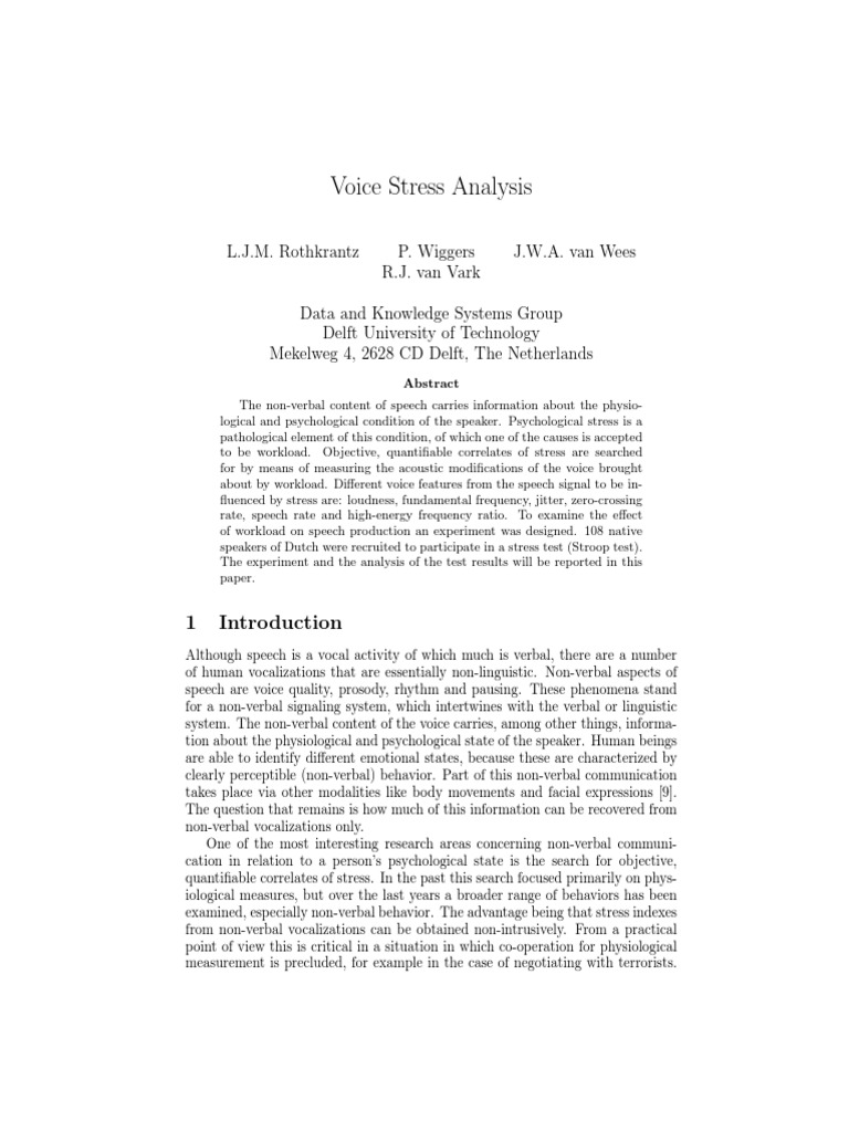 Voice Stress Analysis | Download Free PDF | Perturbation Theory ...